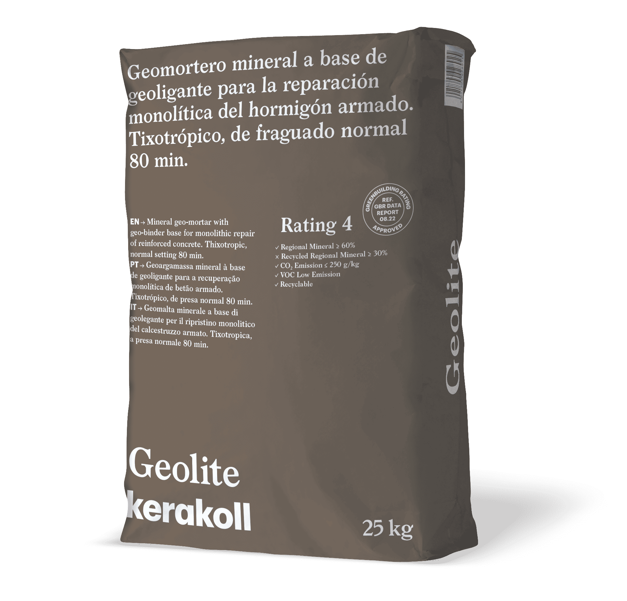 Geomortero mineral certificado, referencia Geolite de Kerakoll. Envase ...