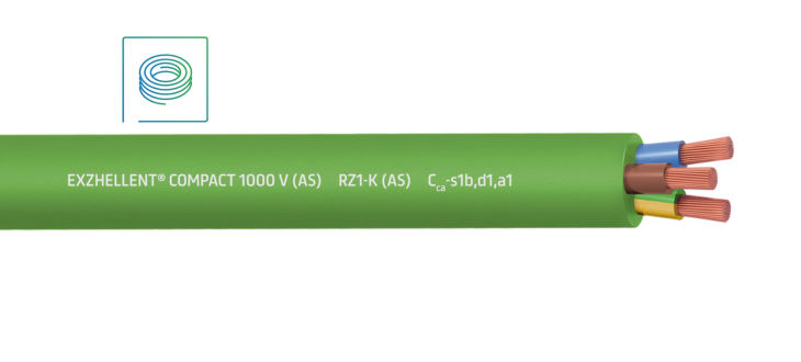 Cable EXZHELLENT Compact 1000 V (AS) RZ1-K (AS) Cca-s1b,d1,a1 2x1,5 ...