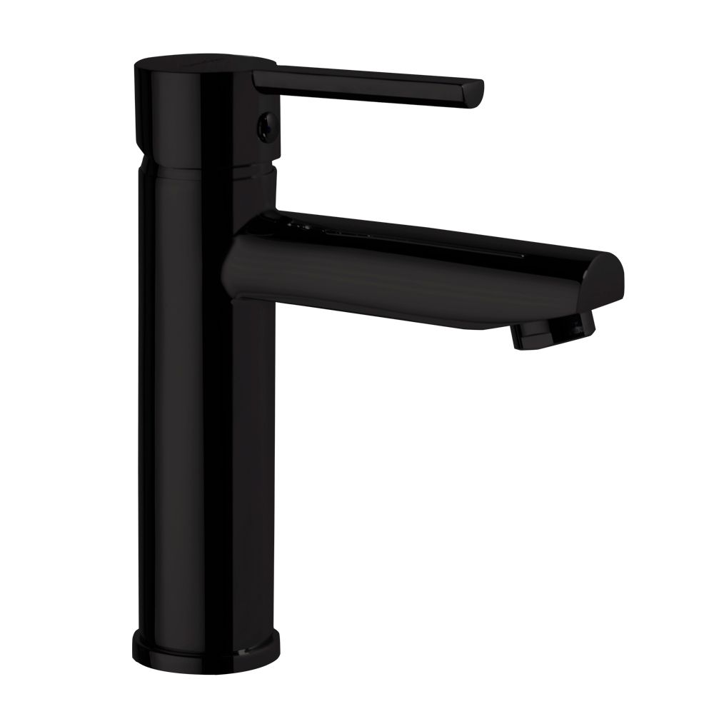 Monomando de lavabo altura M, serie Drako de Ramón Soler. Negro mate ...