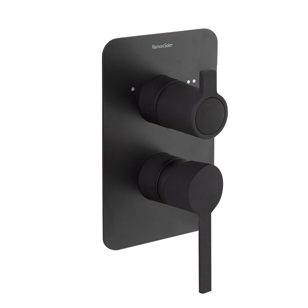 Monomando de ducha, serie Drako de Ramón Soler. Negro mate - INDUSTRIAS ...