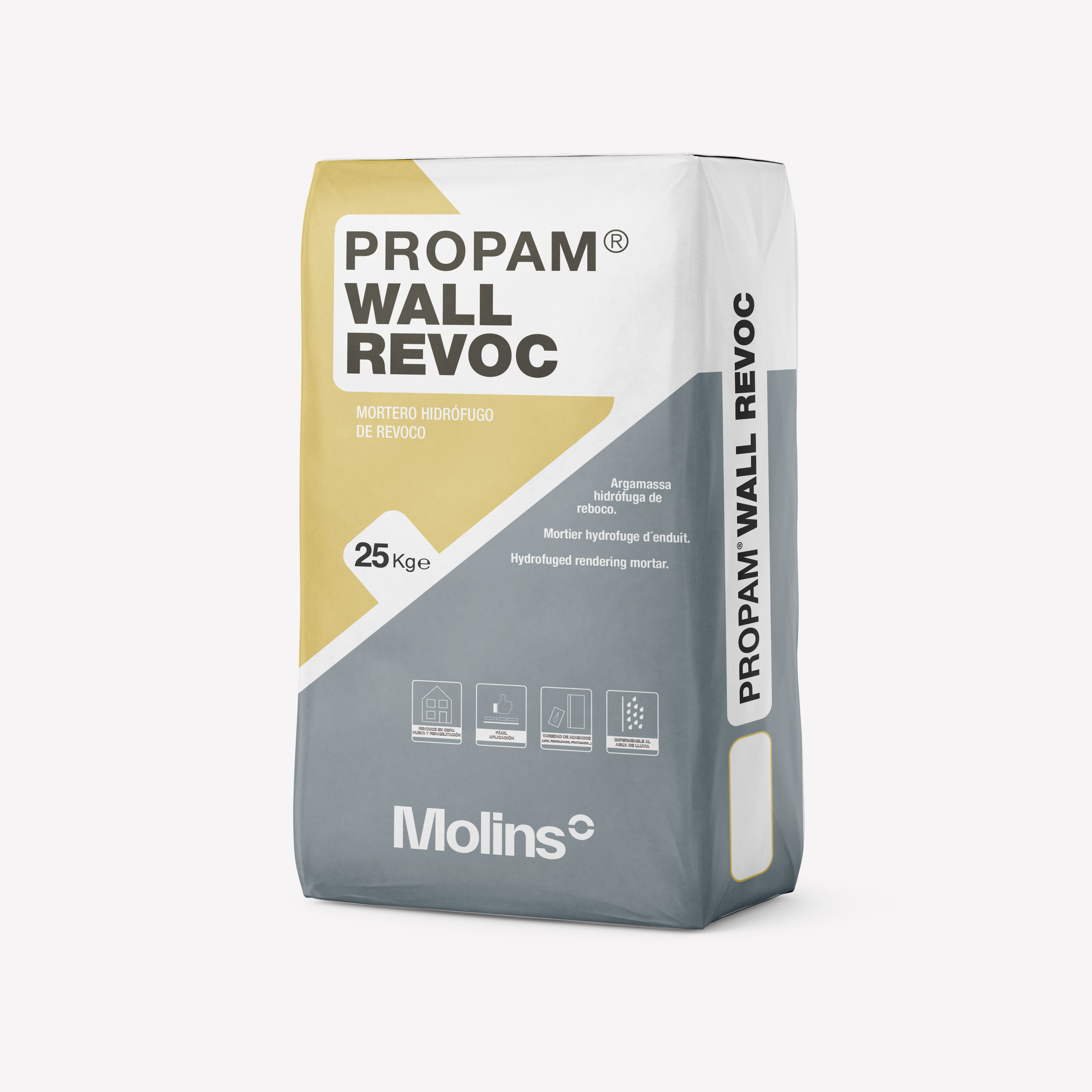 Mortero hidrofugo de revoco, PROPAM® WALL REVOC de Molins - MOLINS CONSTRUCTION SOLUTIONS