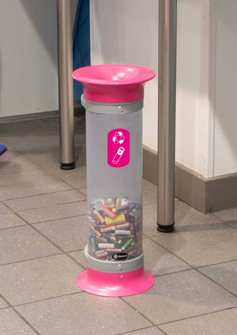 Contenedor de reciclaje para pilas modelo C-Thru™ de Glasdon. 10L ...